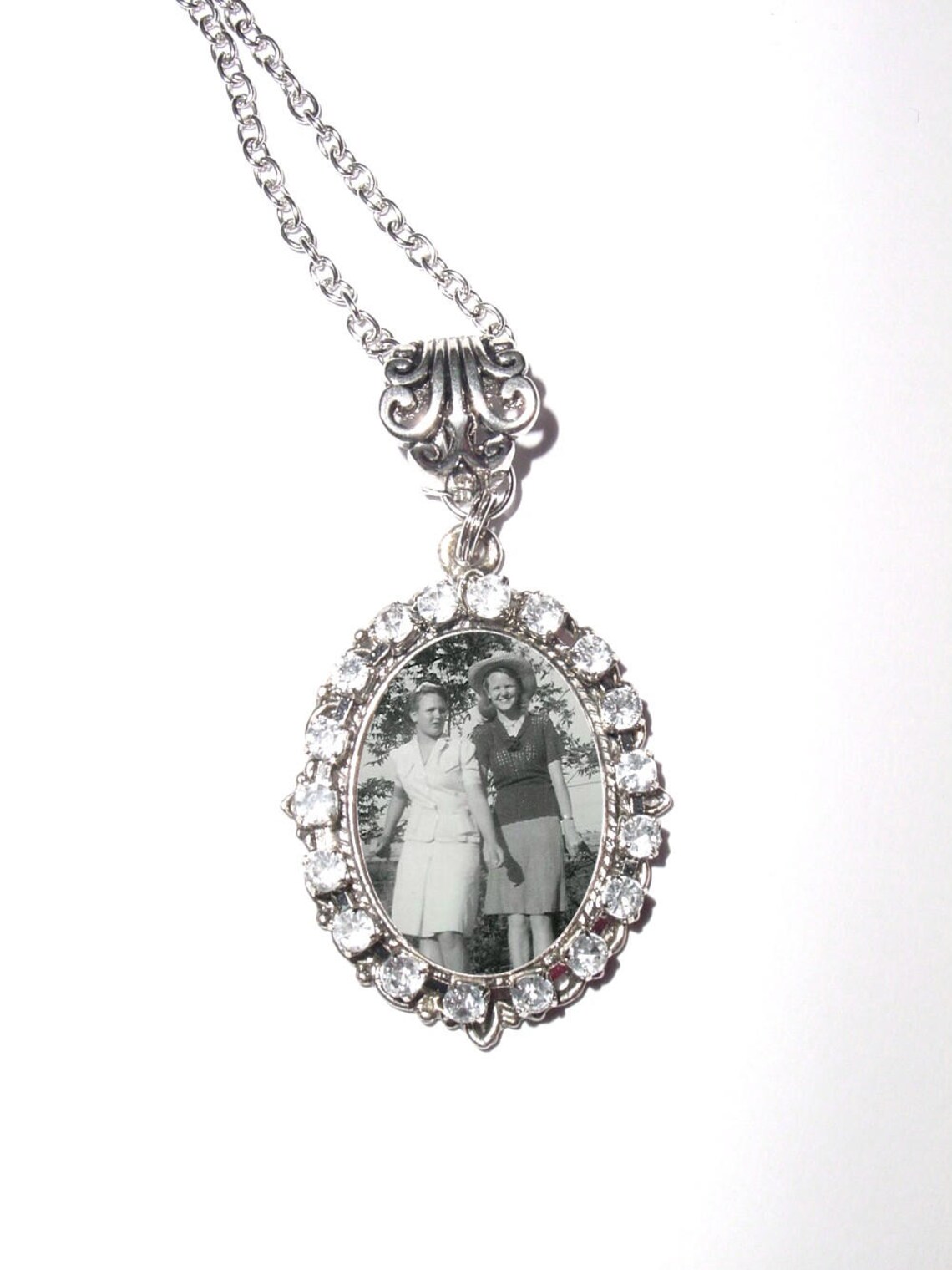 Personalized Memorial Photo Pendant Necklace Antiqued Silver | Etsy