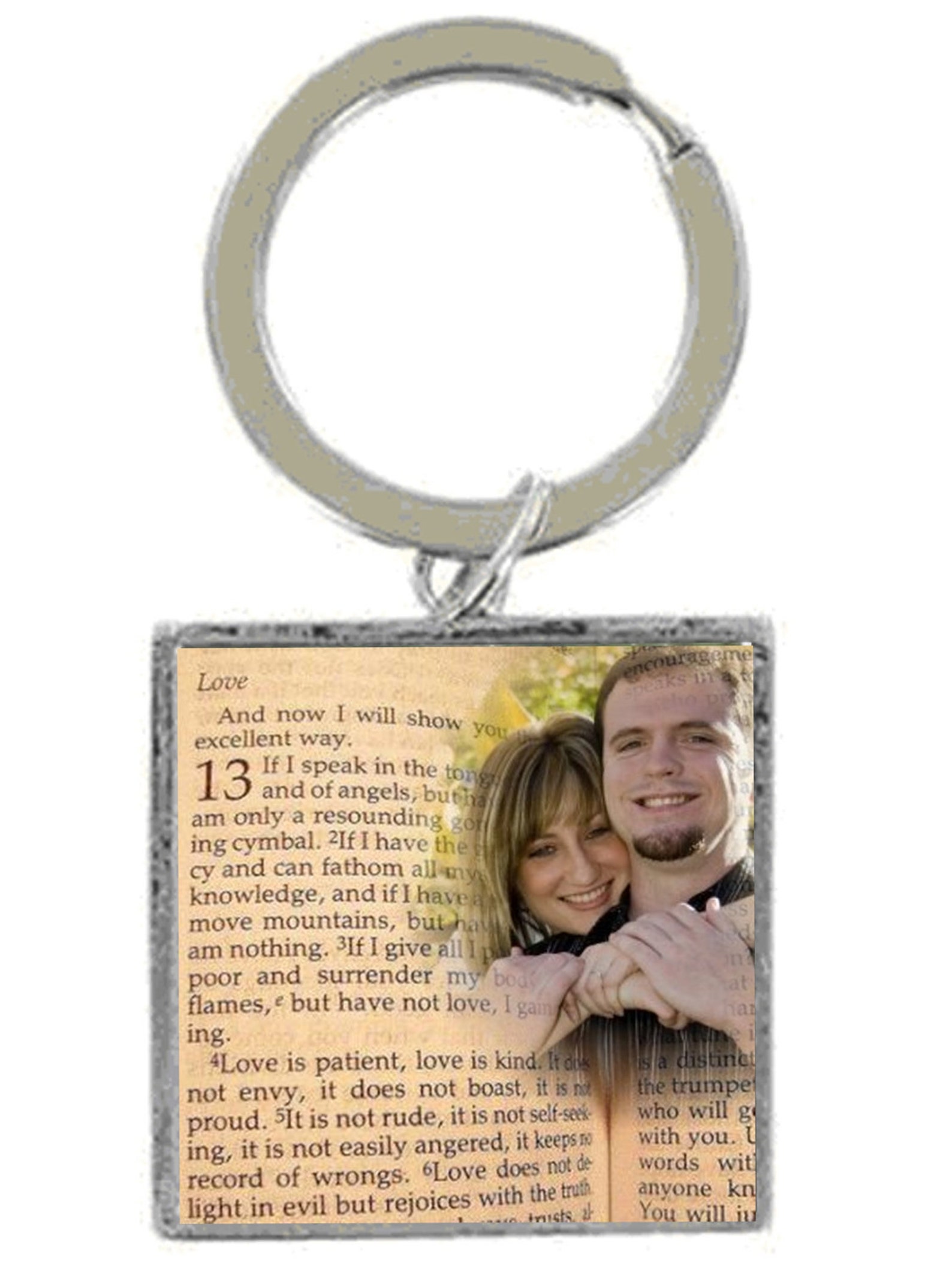 Personalized Silver Square Key Chain With Photo of Your Choice - Etsy
