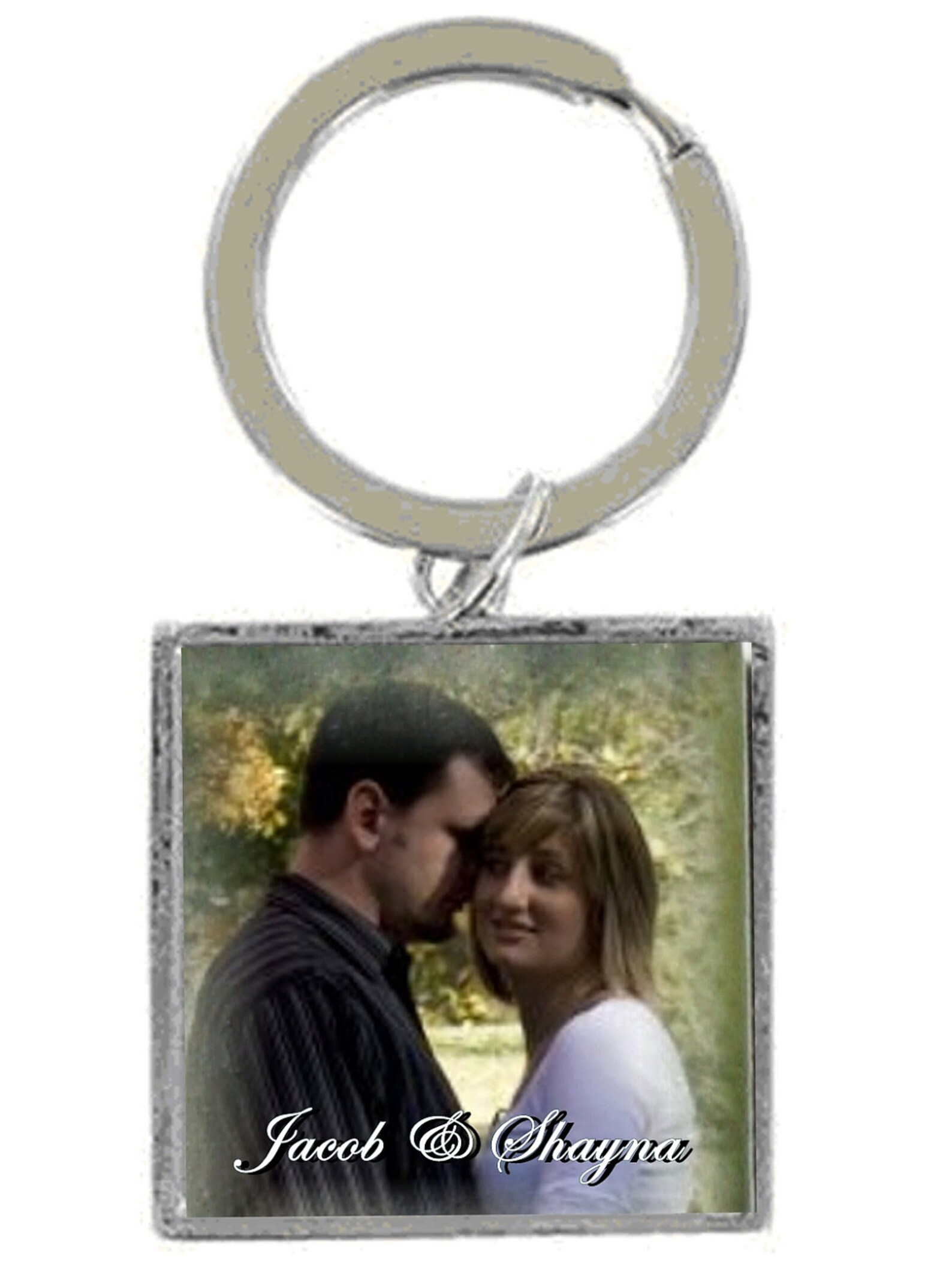 Personalized Silver Square Key Chain With Photo of Your Choice - Etsy