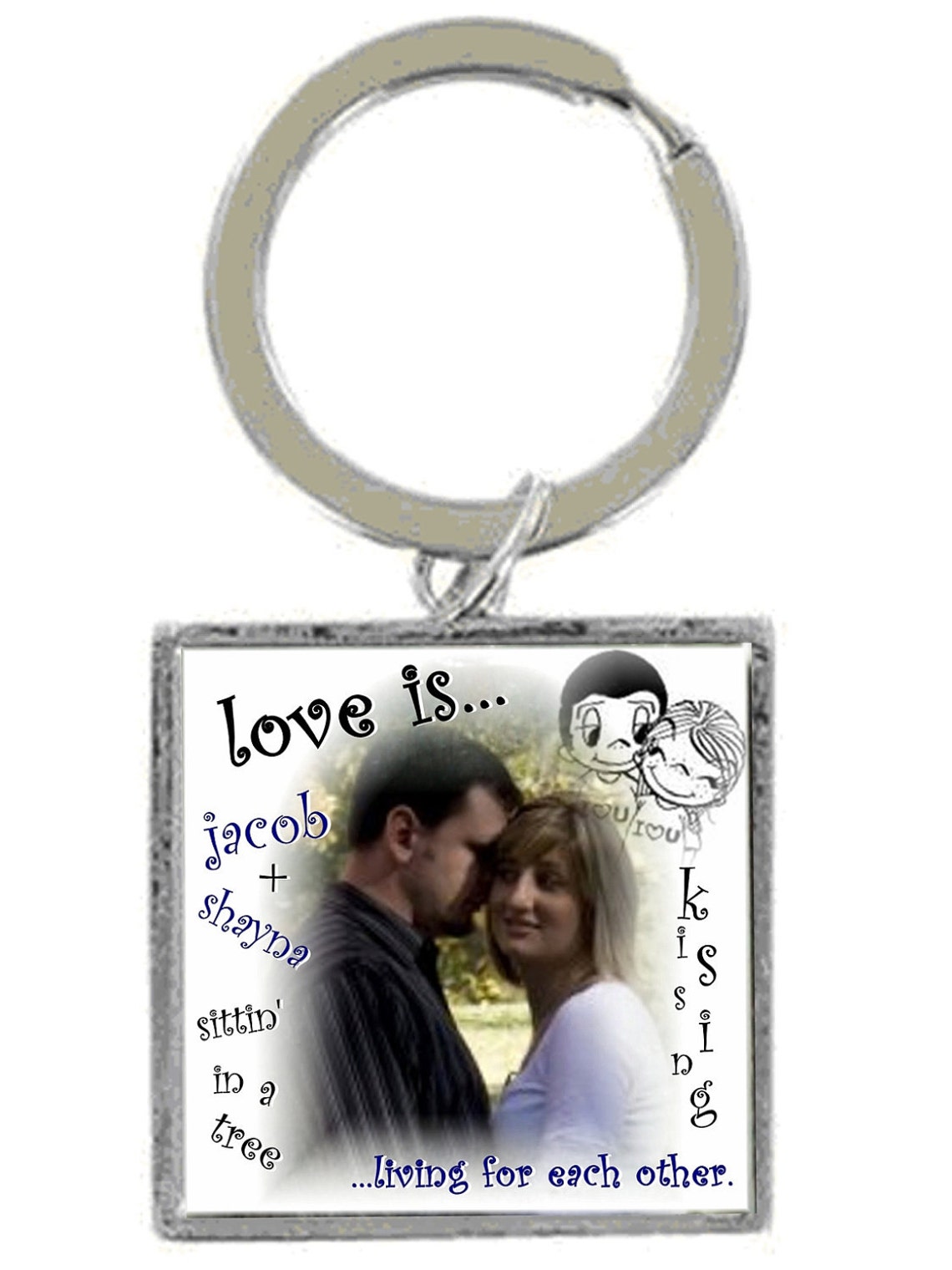 Personalized Silver Square Key Chain With Photo of Your Choice - Etsy