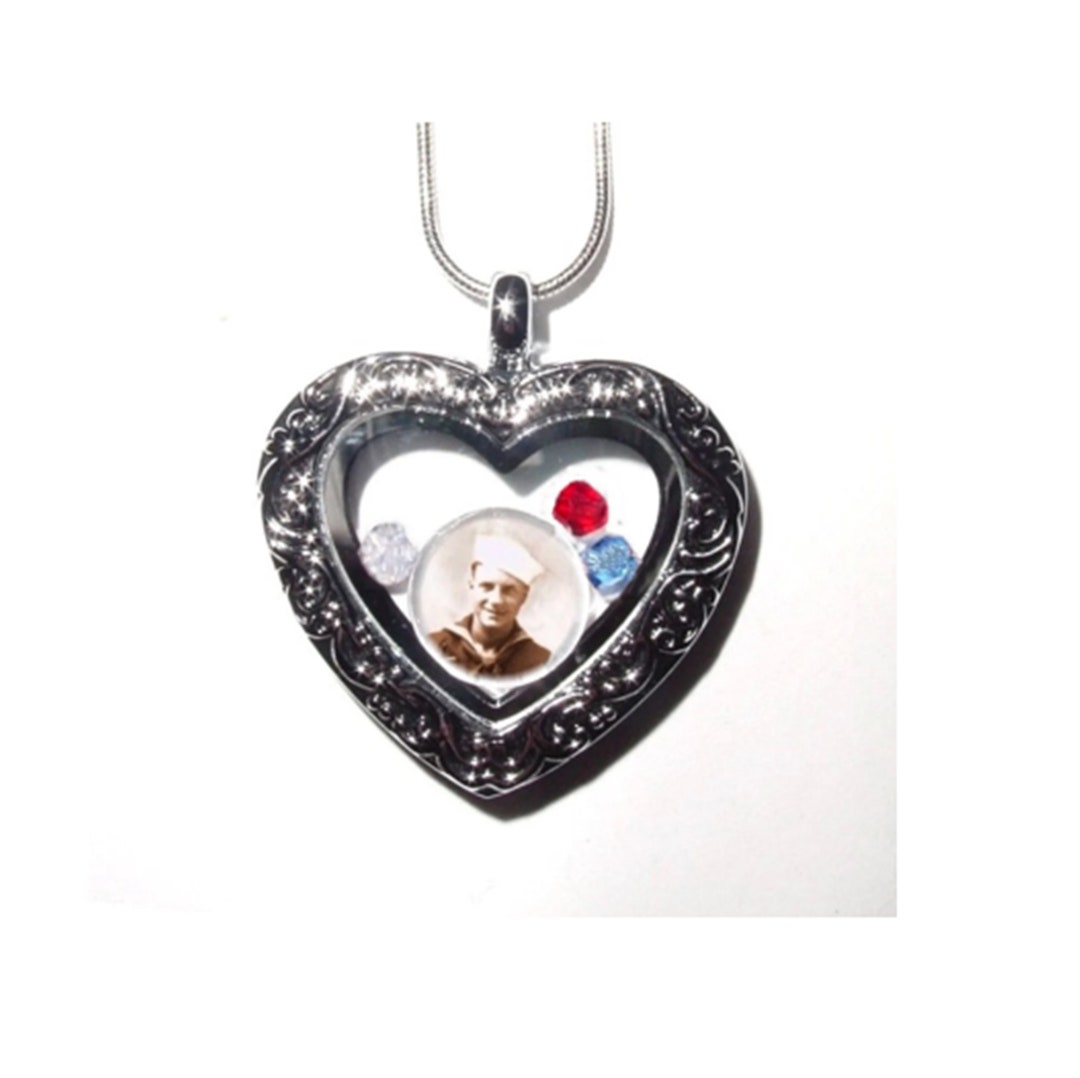 Floating Locket Heart With Photo Floater Memorial Photo Swarovski ...