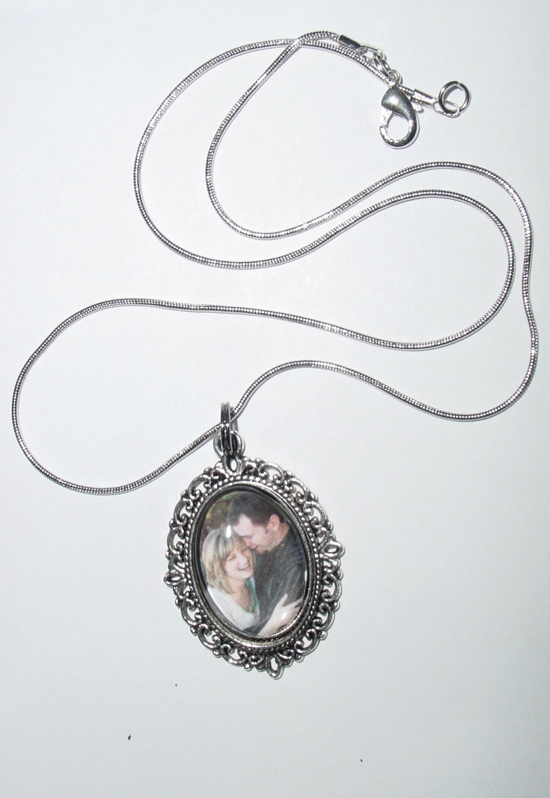 Antique Silver Oval Memorial Pendant Necklace With Photo of - Etsy