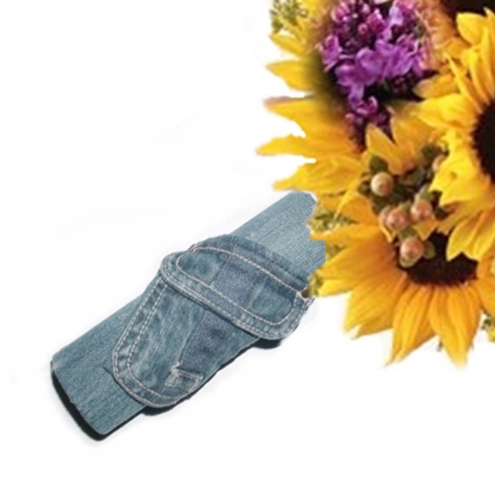 Denim Wedding Bouquet Sleeve Cuff Pocket Floral Pattern Country Western ...