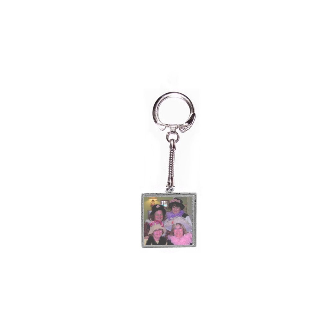 Keychain Double-sided Photo or Text Charm - FREE SHIPPING - Etsy