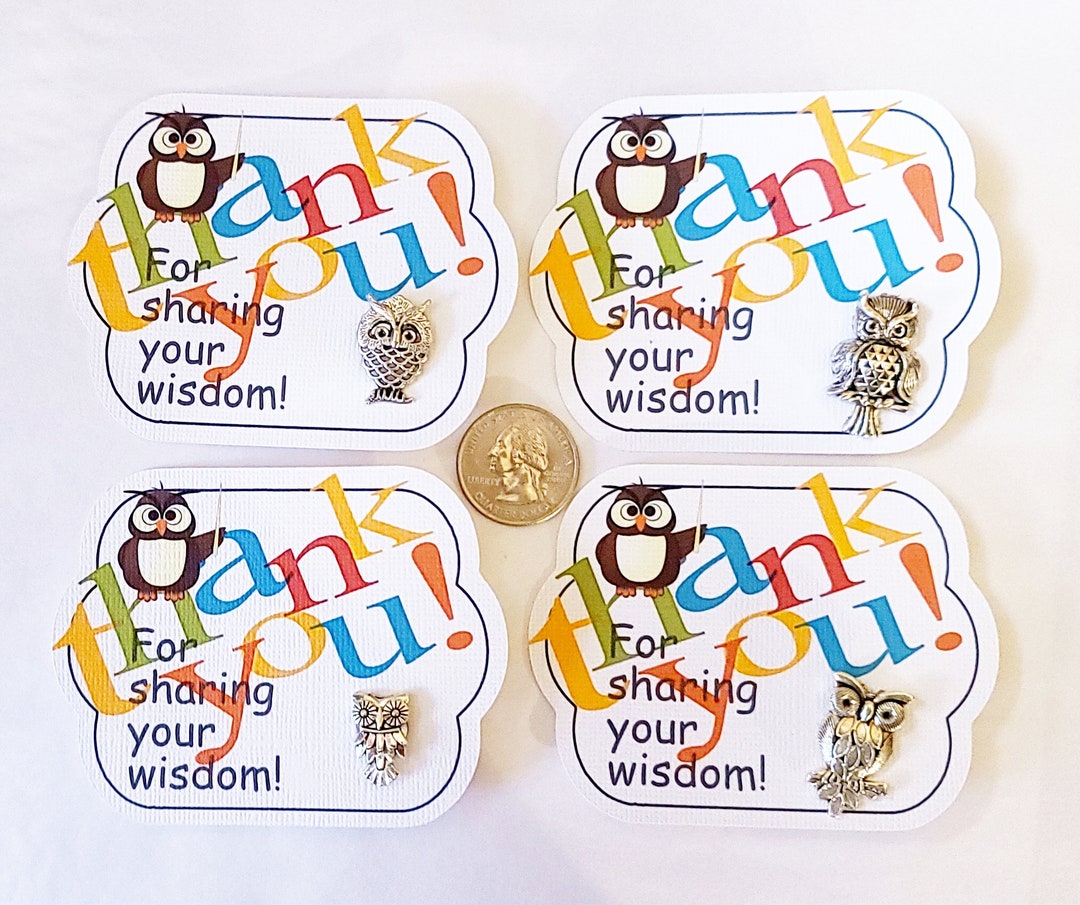 Thank You Wise Owl Teacher Pins Silver - 4 Count - FREE SHIPPING - Etsy