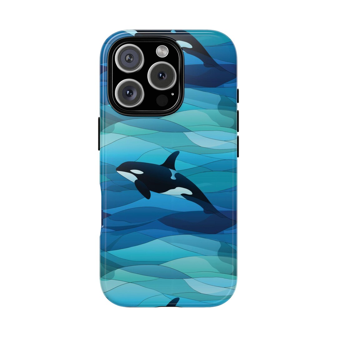 Orca Phone Case: Pastel Ocean Waves, Marine Design - Etsy