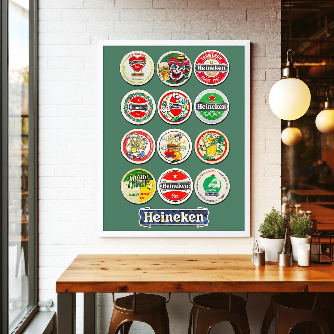 Vintage Heineken Coaster Collection - Digital Wall Art - Etsy