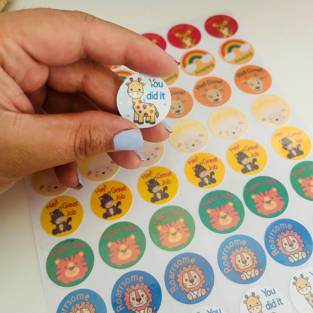 Well Done Sticker Reward Preschool Teacher Animal Sticker Sheet Early ...