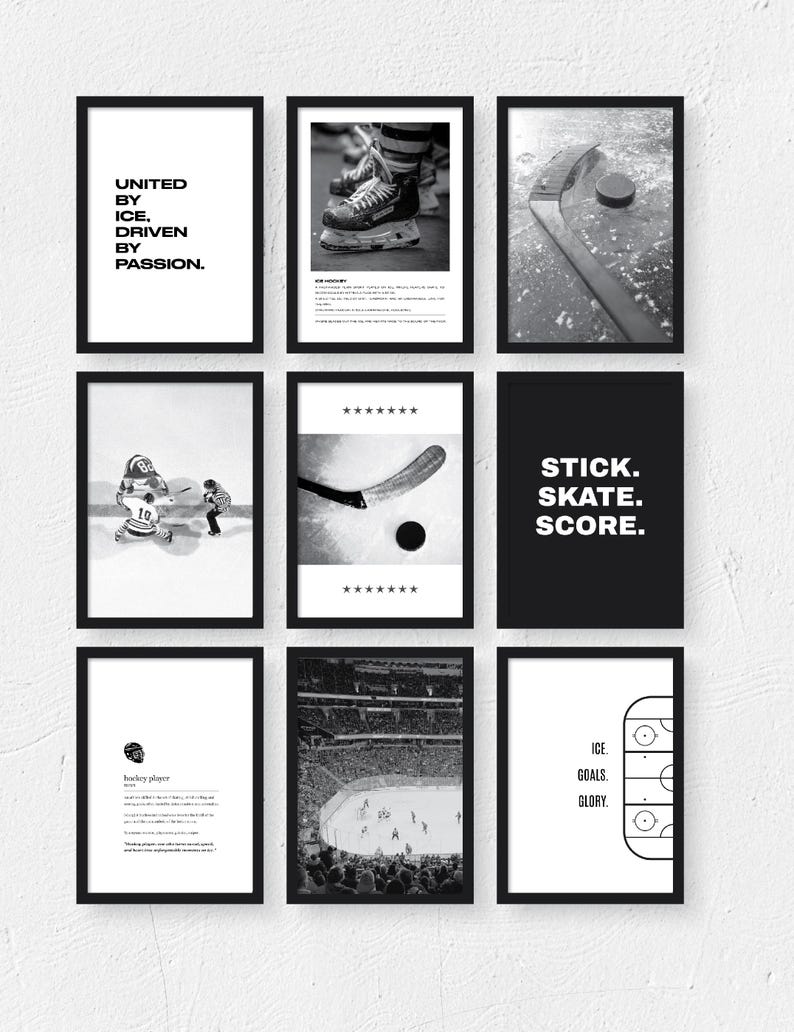 Set of Amazing Ice Hockey A4 Digital Prints – Inspiring Wall Art for ...