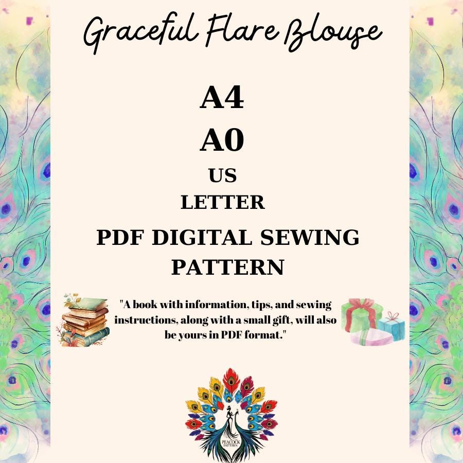Graceful Flare Blouse PDF Pattern | Instant Download | Step-by-step Instructions & Bonus ...