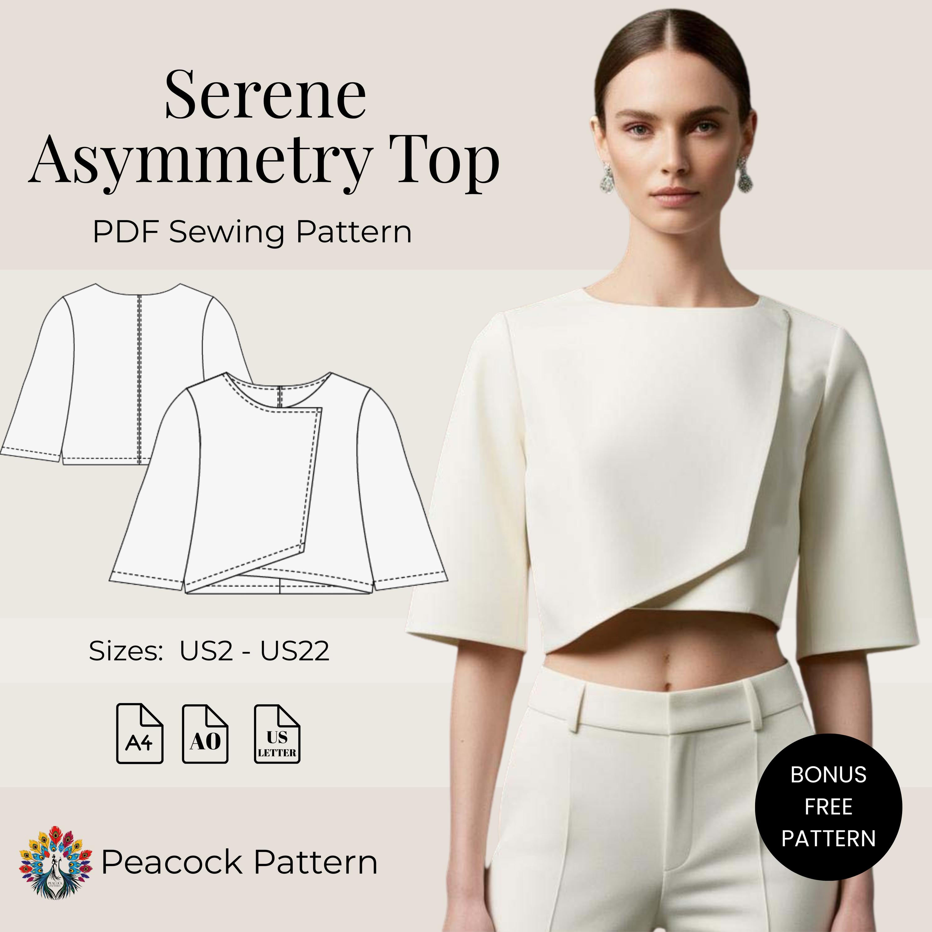 Serene Asymmetry Top – Modern Blouse PDF Pattern – All Sizes Included ...