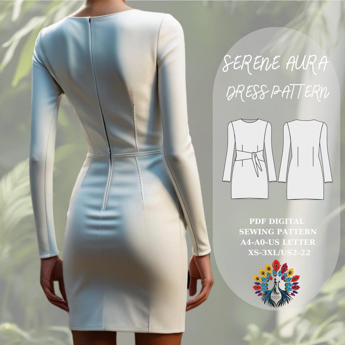 Serene Aura Dress Sewing Pattern | Mini Dress With Waist Tie (digital ...