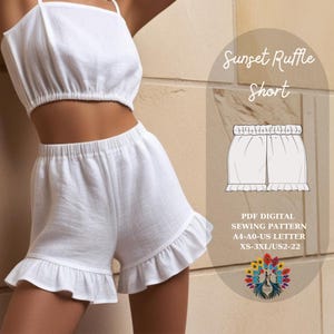 Sunset Ruffle Shorts Sewing Pattern | Digital Download | XS-3XL | A4 ...