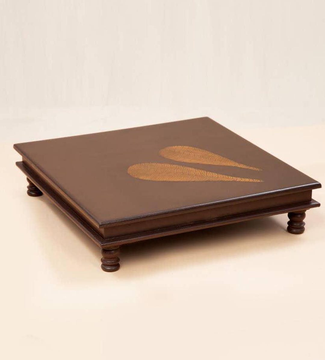 Pooja Table With Copper Temple Tree Leaves 18x18 - Etsy