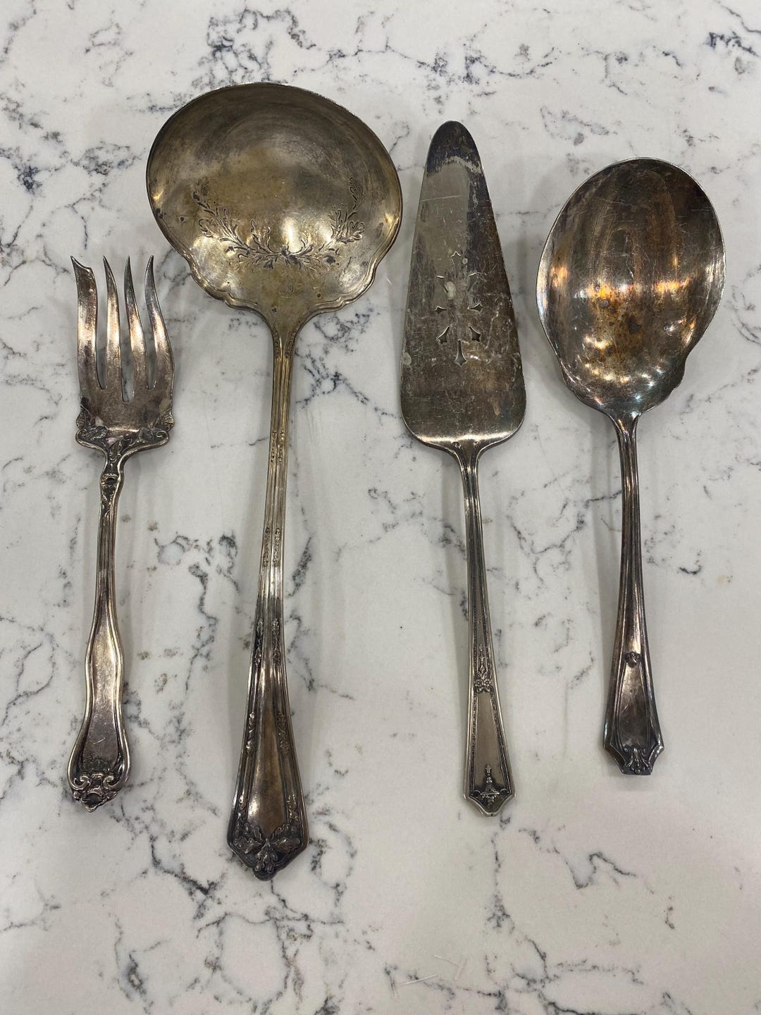 Antique Mismatched 4 Piece Silver Plate Serving Wear Set - Etsy