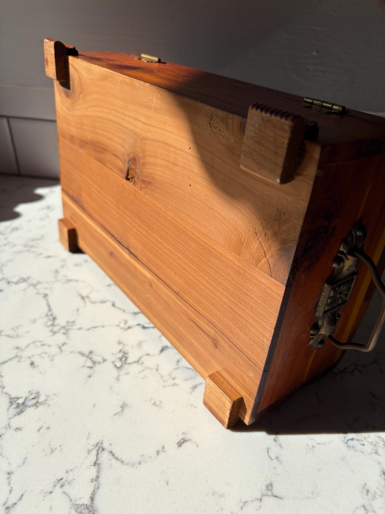 Vintage Carved Cedar Keepsake Box With Thatched Roof Cottage and Garden ...