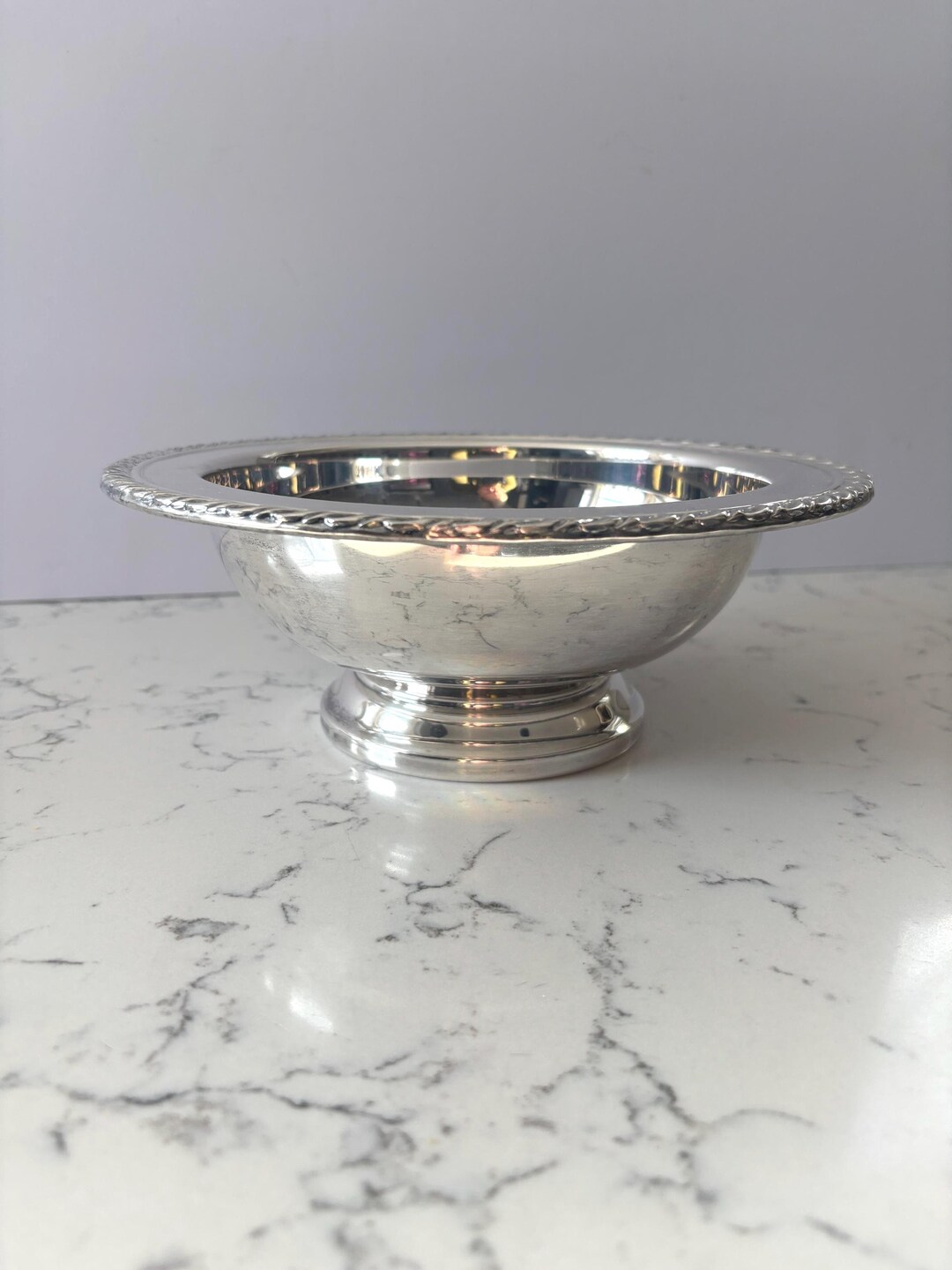 Vintage Oneida Silverplate Pedestal Bowl Including Vintage PYREX Insert ...