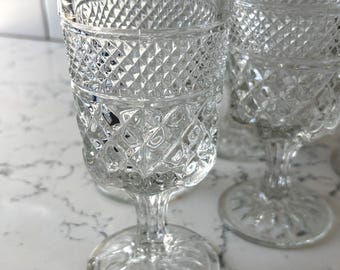 Vintage Anchor Hocking Wexford Crystal Pattern Glassware, Set of 10 ...