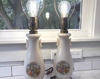 1940s Aladdin Alacite Glass Lamps Pair W Shades ~ 10" Vintage Aladdin ...