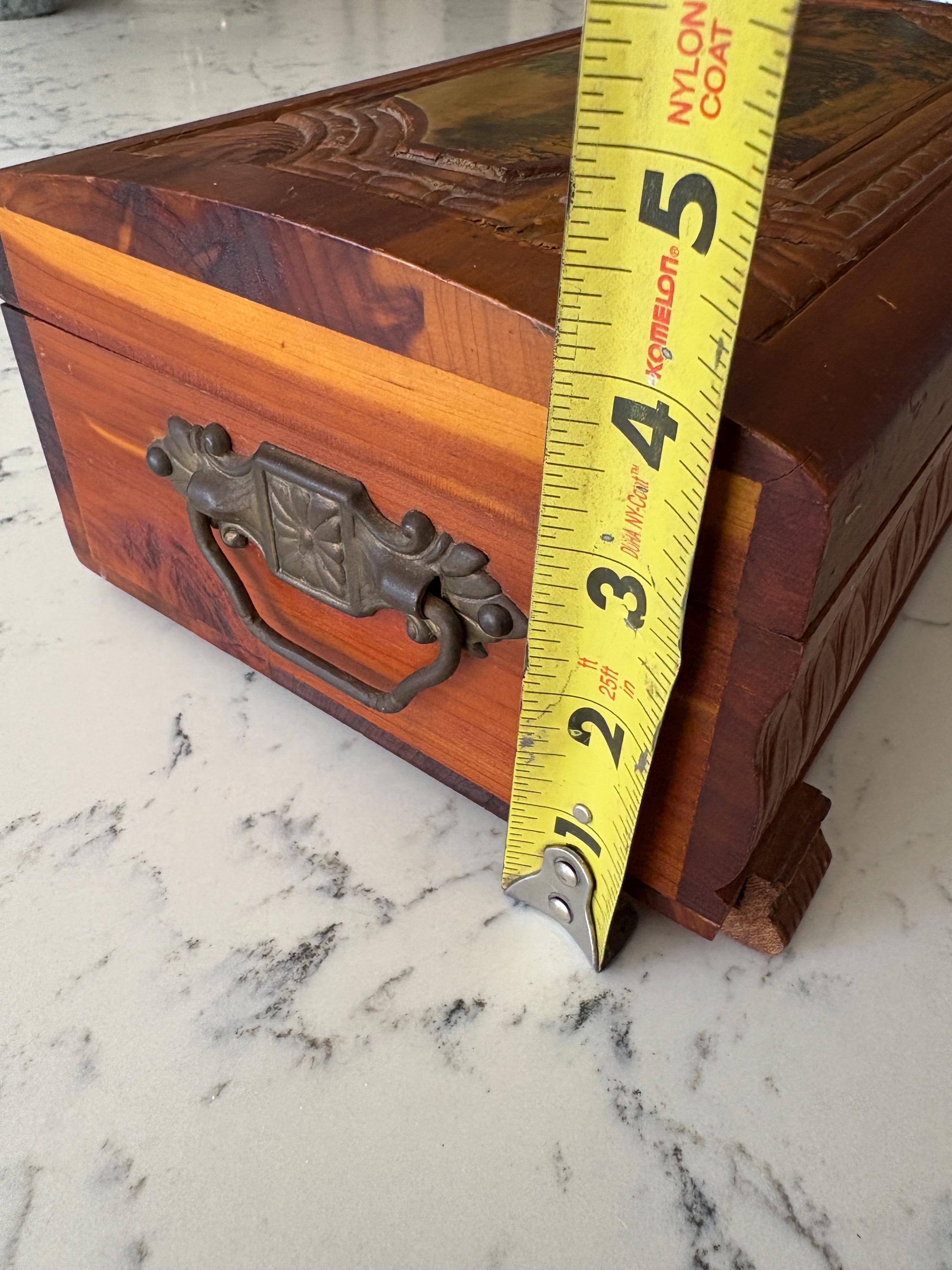 Vintage Carved Cedar Keepsake Box With Thatched Roof Cottage and Garden ...