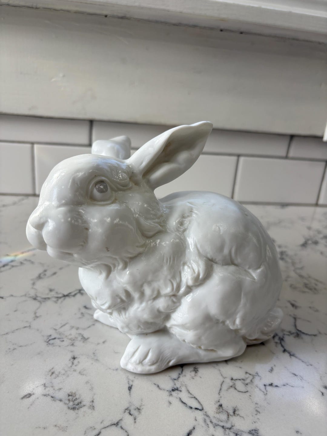 Easter Sale!!! Vintage White Ceramic Bunny 7in Long by 6in Tall - Etsy