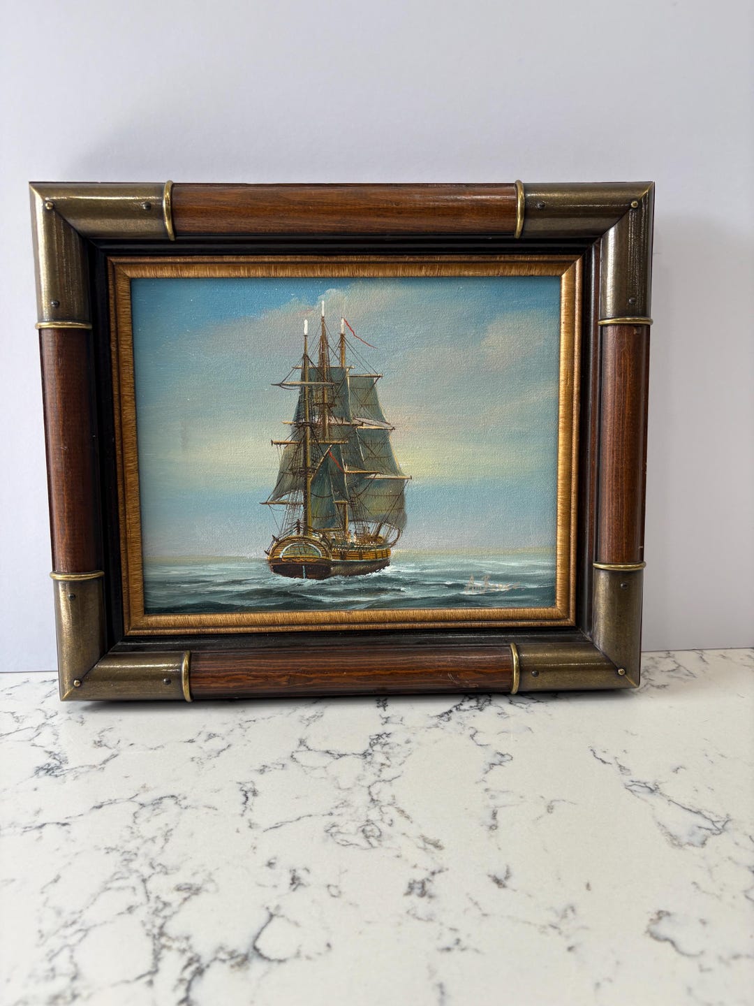 Vintage Ship Oil Painting by Ann Brose. Original Nautical Art on Canvas ...