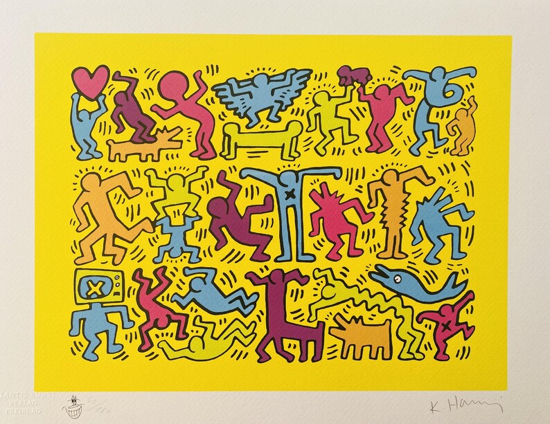 Keith Haring "dancing" COA, Chromolithograph, Limited Edition, Free ...