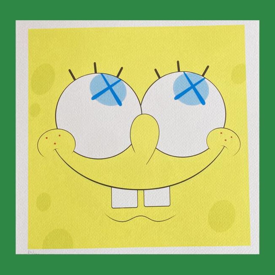 KAWS- Spongebob COA, Lithograph, Limited Edition, Free Shipping - Etsy