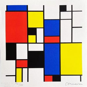 Piet Mondrian "untitled" COA, Chromolithograph, Limited Edition, Free Shipping - Etsy