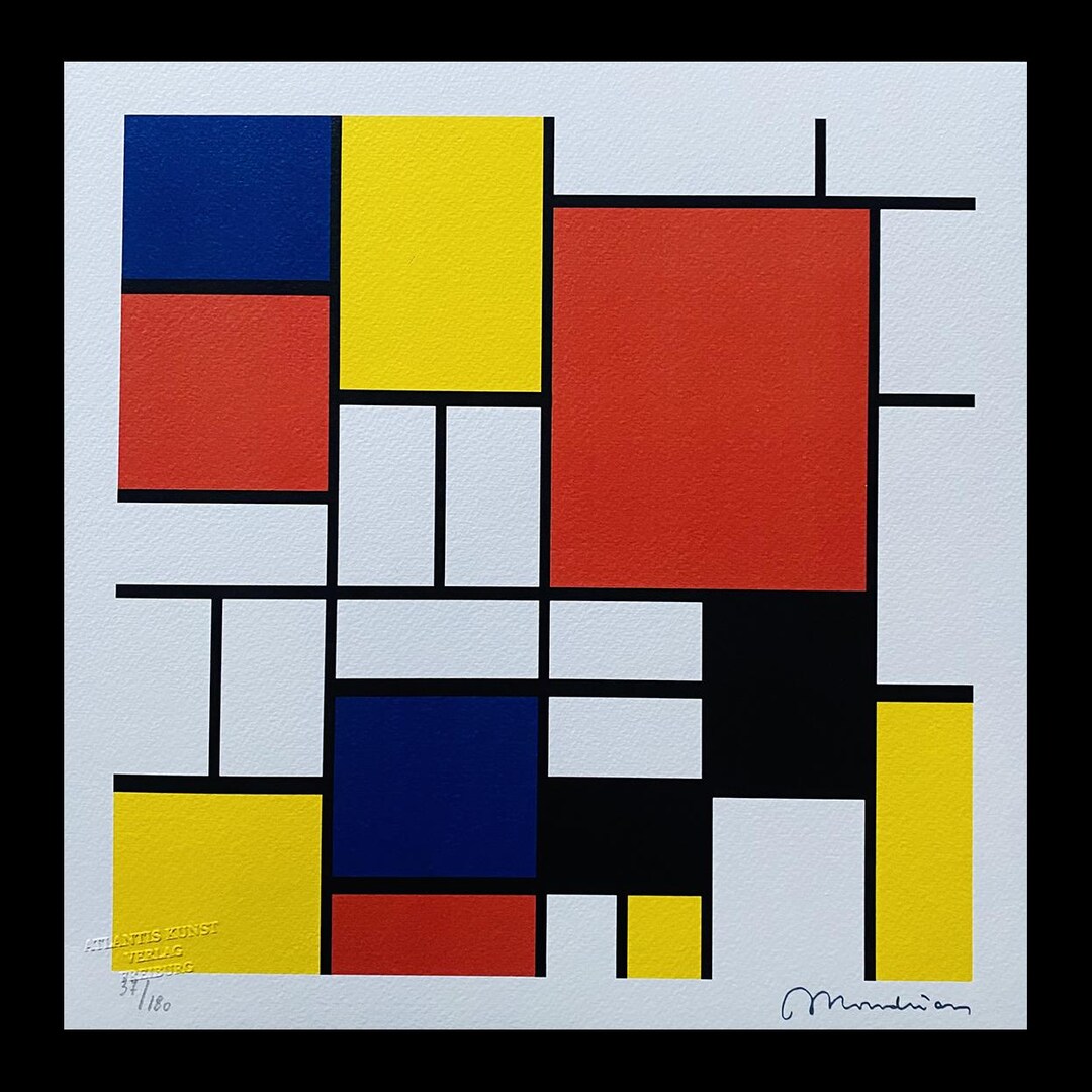 Piet Mondrian - Untitled, Chromolithograph, Limited Edition, Free Shipping - Etsy