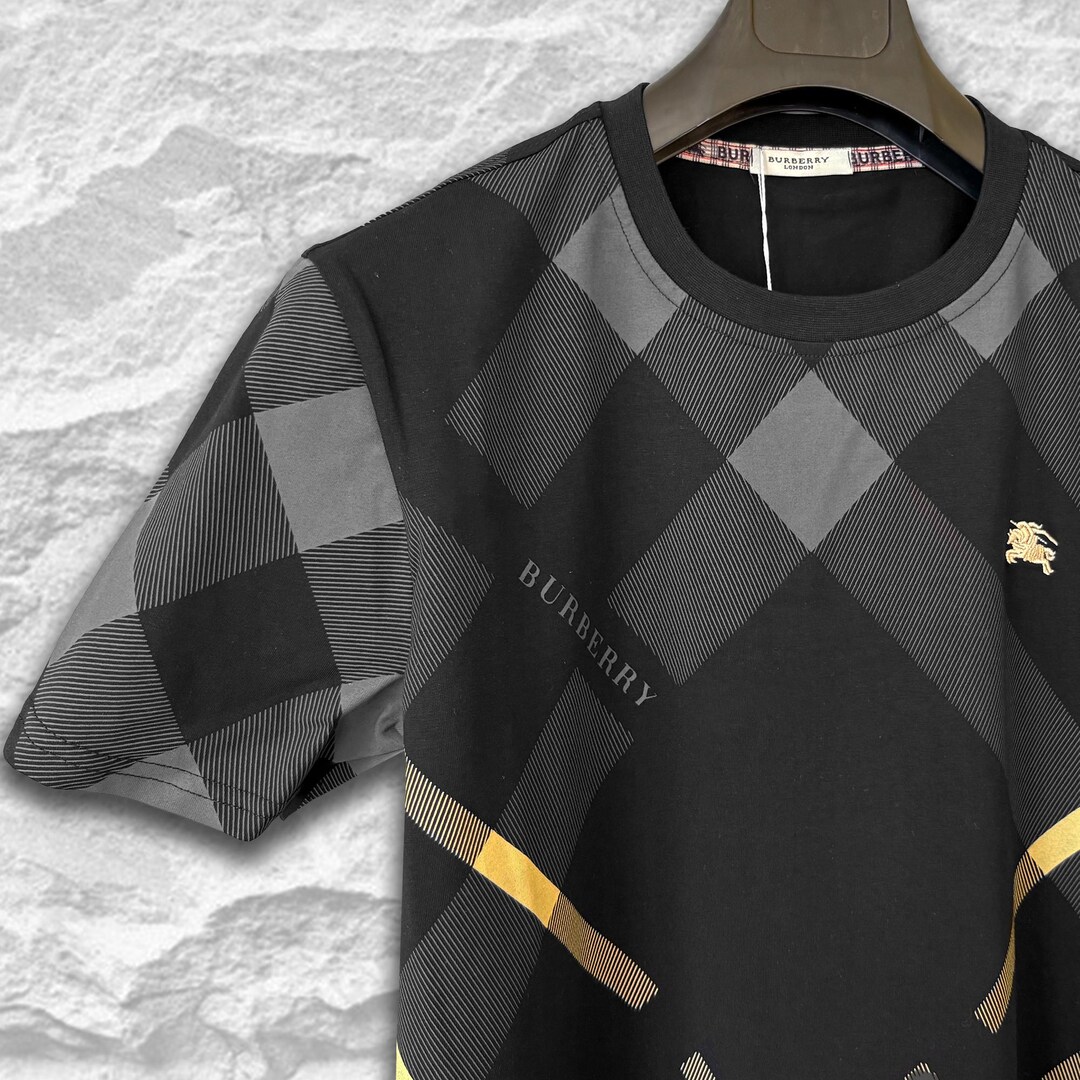 DUTY PAID: Burberry Mono Lines Logo Embroidery Black T-shirt Size M - Etsy