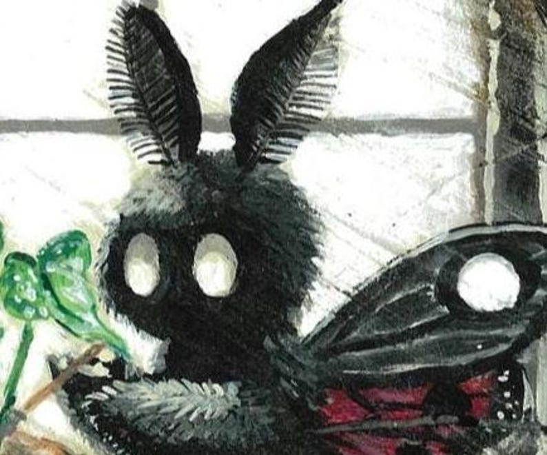 Leafy Guardian Baby Mothman Art Print - Etsy