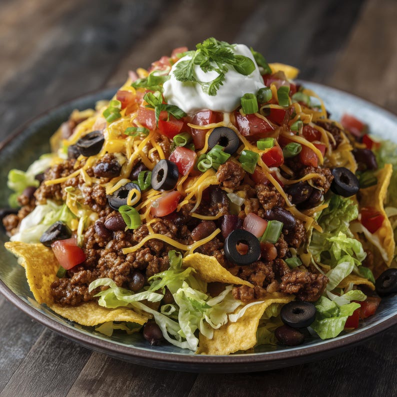 Famous Haystack Taco Salad – Viral Recipe, Taco Salad Recipe, Mexican ...