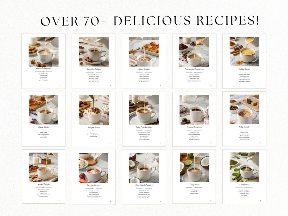 Printable DIY Homemade Coffee Creamer Recipes Cookbook, Printable ...