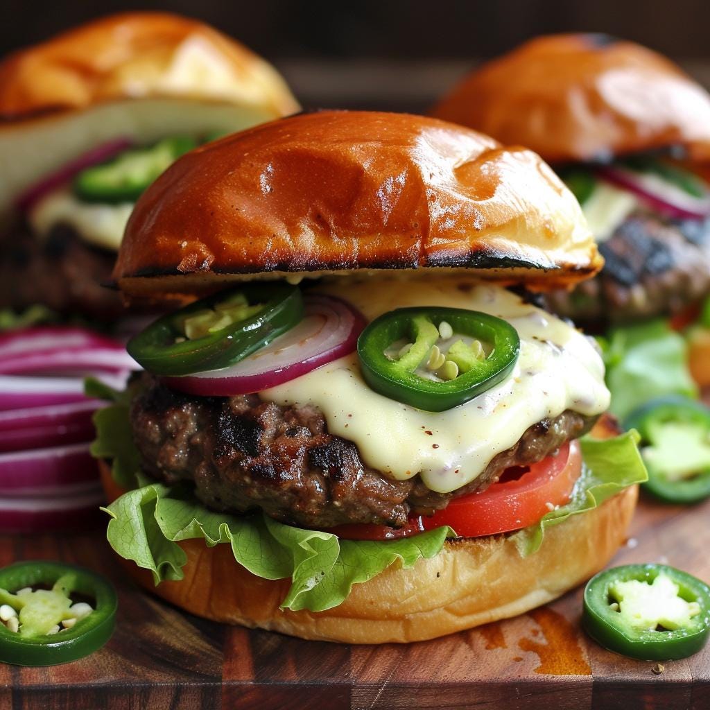 Spicy Jalapeño and Pepper Jack Burger Recipe, Recipe Print Out, Recipe ...