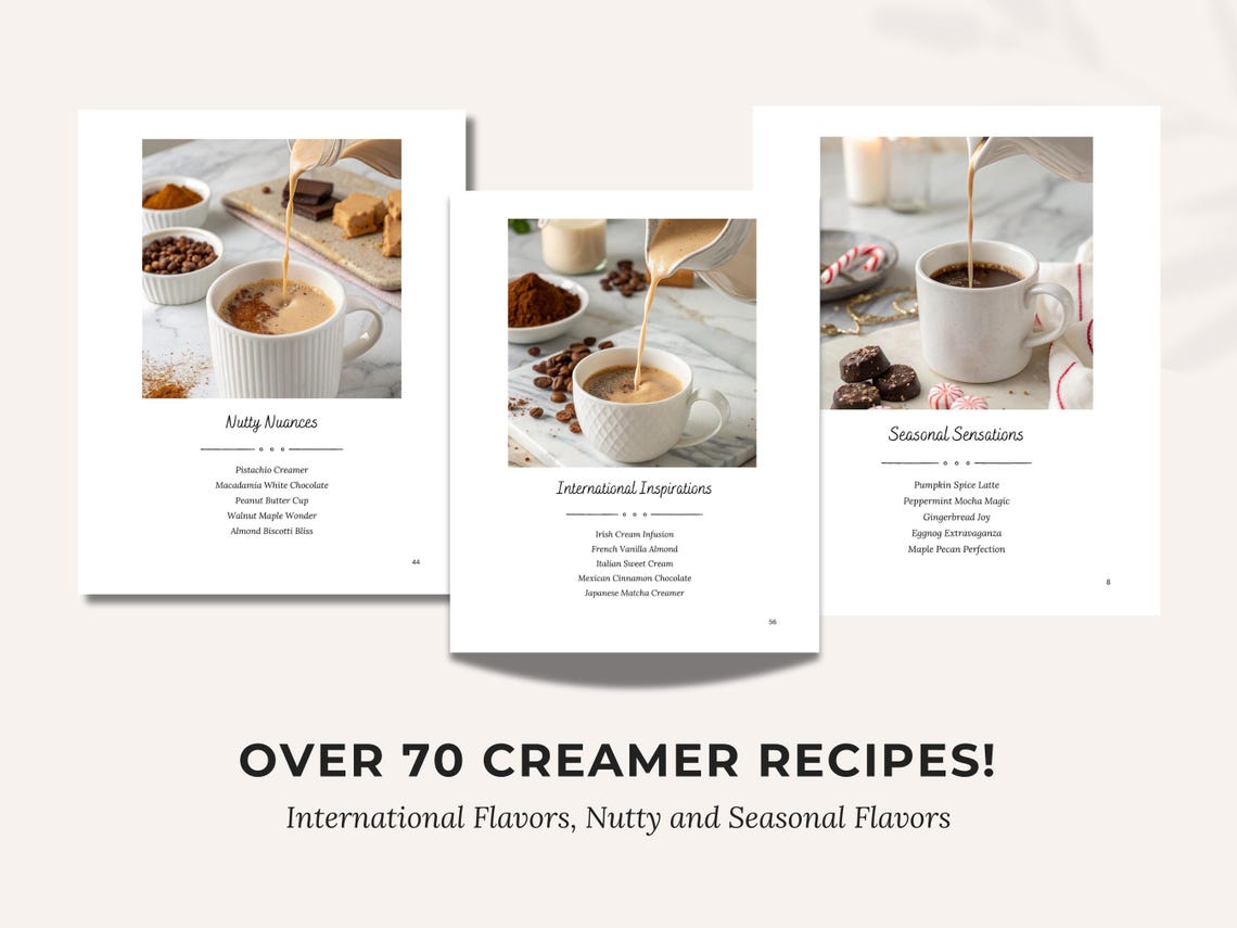 Printable DIY Homemade Coffee Creamer Recipes Cookbook, Printable ...