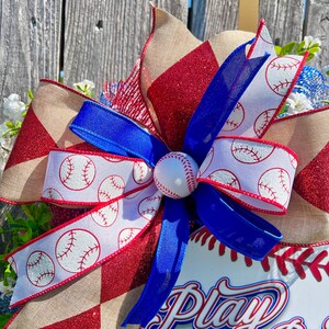 Baseball Wreath - “play Ball!” - Red, White & Blue Front Door Decor - Etsy