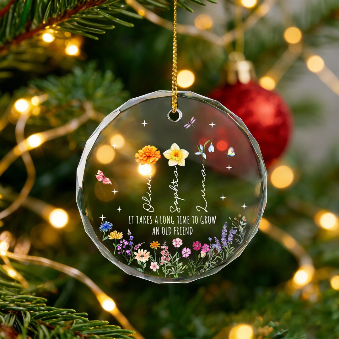 Best Friends Christmas Ornament,personalized Birth Flower Bauble,it ...