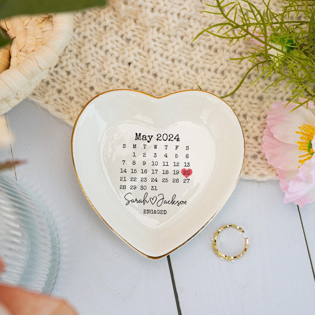 Wedding Calendar Date Jewelry Dish,engagement Trinket Dish,newlywed ...