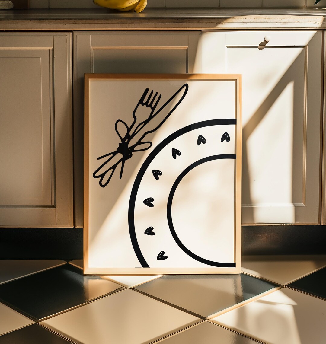 Cutlery Wall Art, Cute Kitchen Wall Art Black, Black Dining Room Art ...