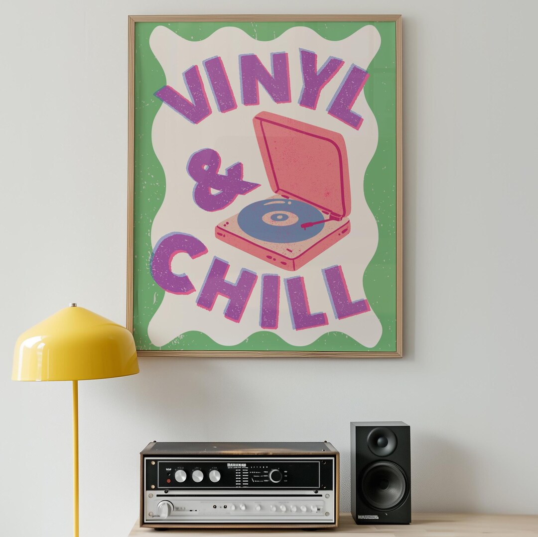 Vinyl and Chill Poster, Record Player Poster, Music Poster, Retro Wall ...