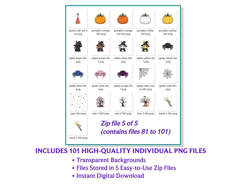 Halloween Clipart Bundle - 101 Transparent PNG Pack, Spooky & Cute ...