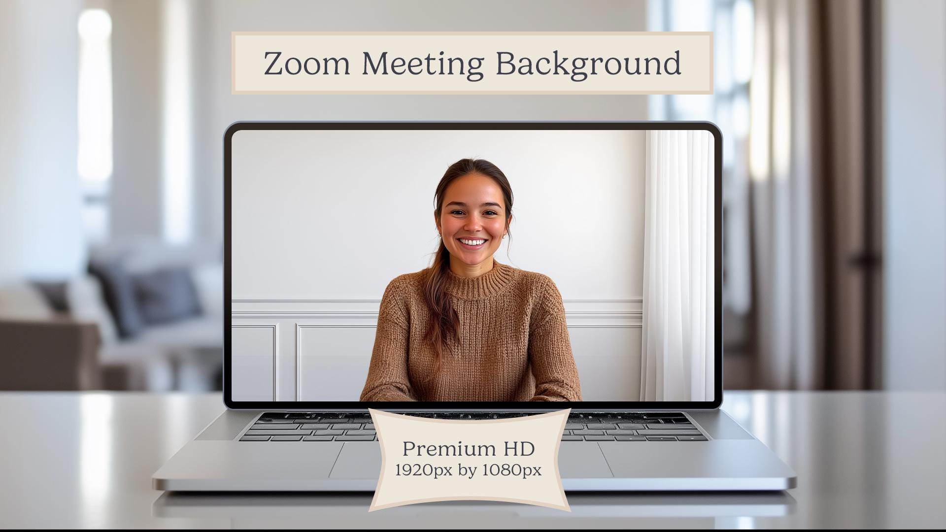 Elegant Minimalist Video Call Background: Home Office Zoom Backdrop ...