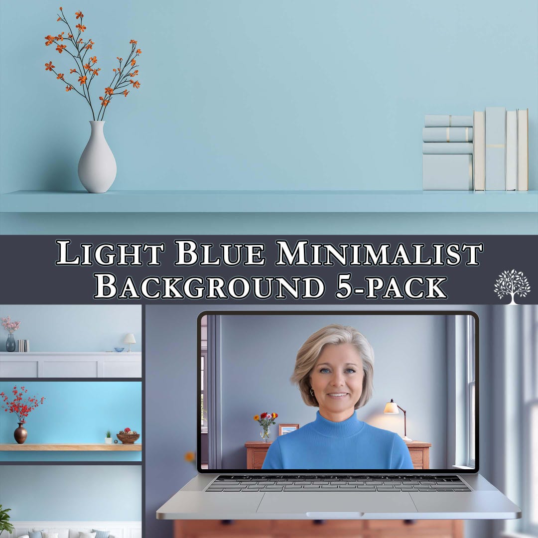 Light Blue Minimalist Zoom Backgrounds: Professional Video Call Bundle ...