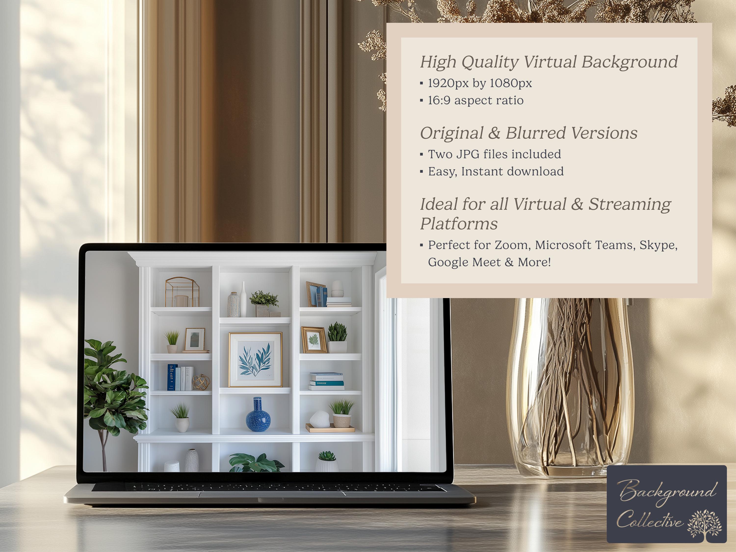 Elegant Bookcase Virtual Background: HD Quality for Zoom, Teams ...