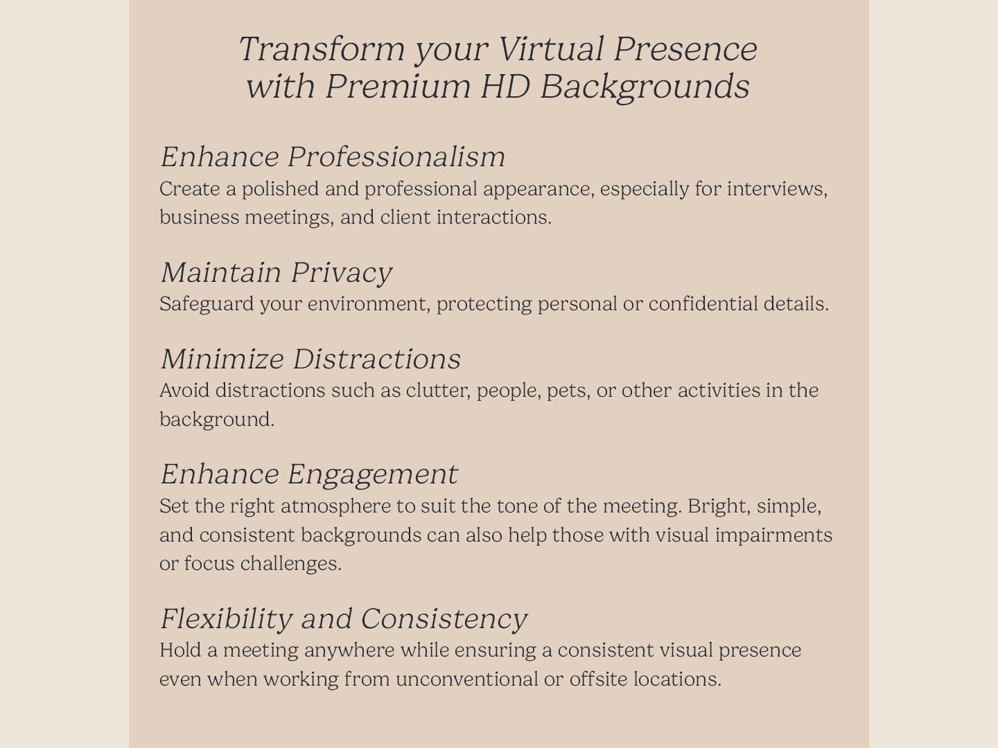 Elegant Minimalist Video Call Background: Home Office Zoom Backdrop ...