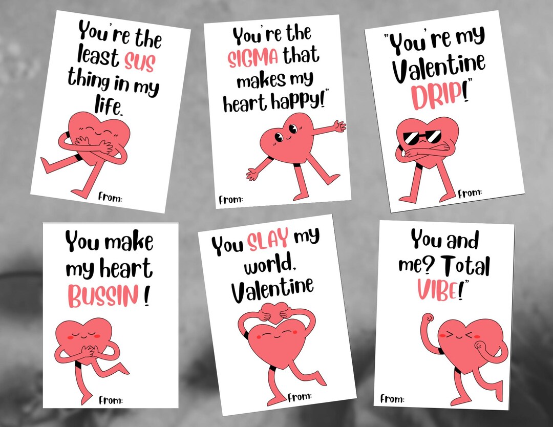 Slang Kids Valentine's Day Cards, Funny Printable Classroom Valentine ...