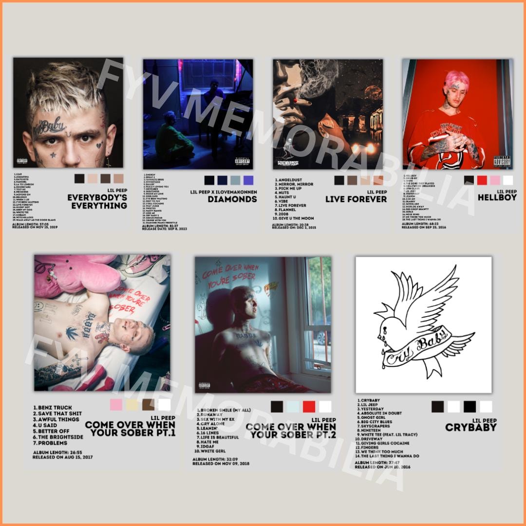 Lil Peep Lot of 7 Album Cover Posters Rapper Hip Hop Wall-art, Wall ...
