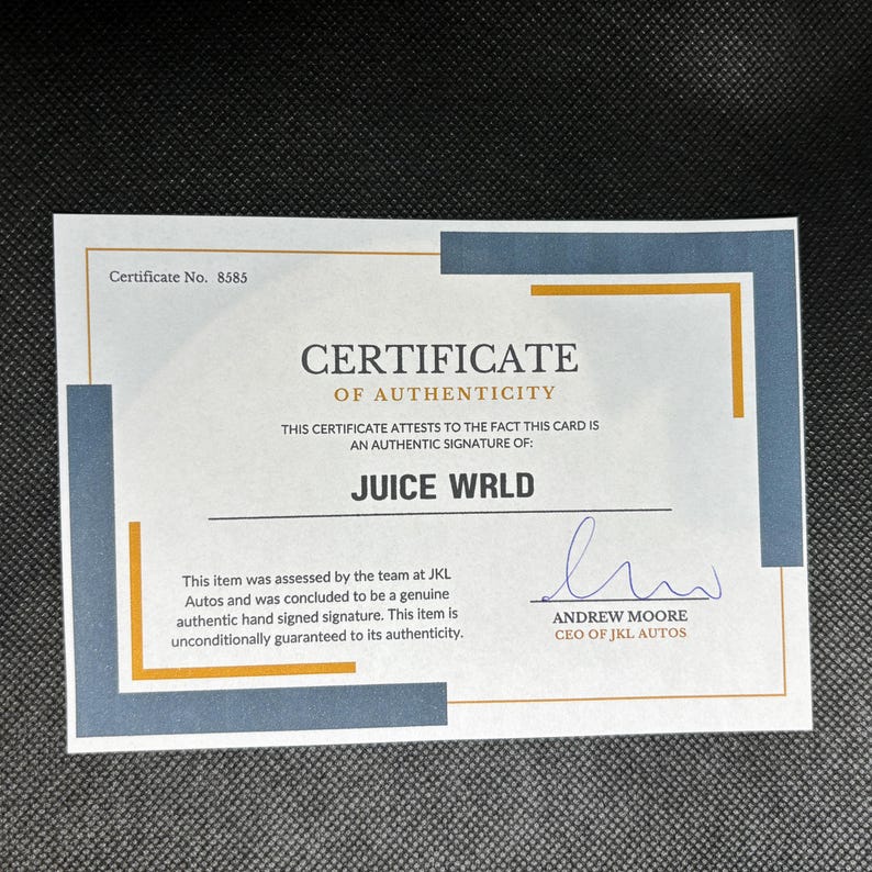 Juice WRLD Autograph Authentic Hand Signed Signature W/coa - Etsy