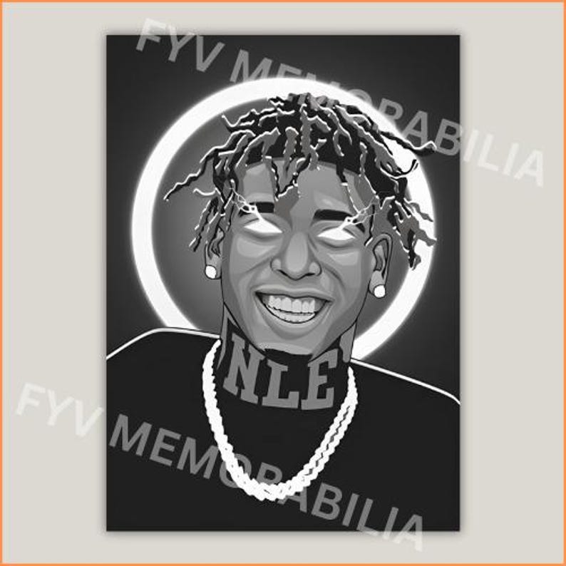 NLE Choppa Rapper Hip Hop Wall-art, Wall Print, Album Art, Custom Music ...